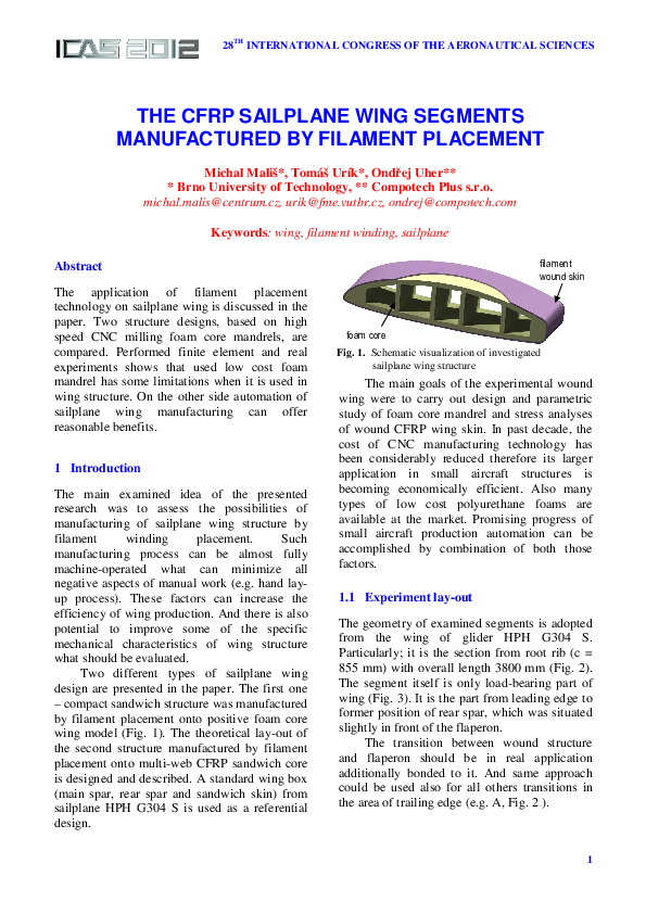 (PDF) The CFRP Sailplane Wing Segments Manufactured by Filament Placement