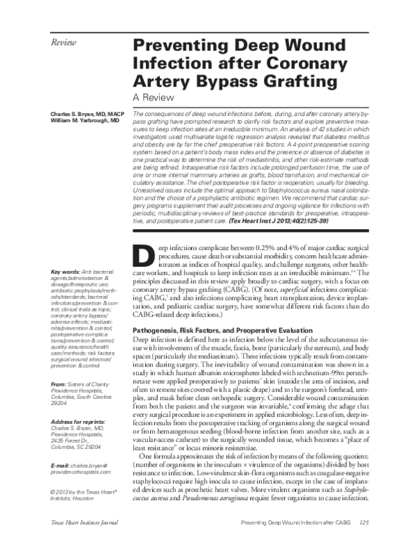 (PDF) Preventing deep wound infection after coronary artery bypass ...