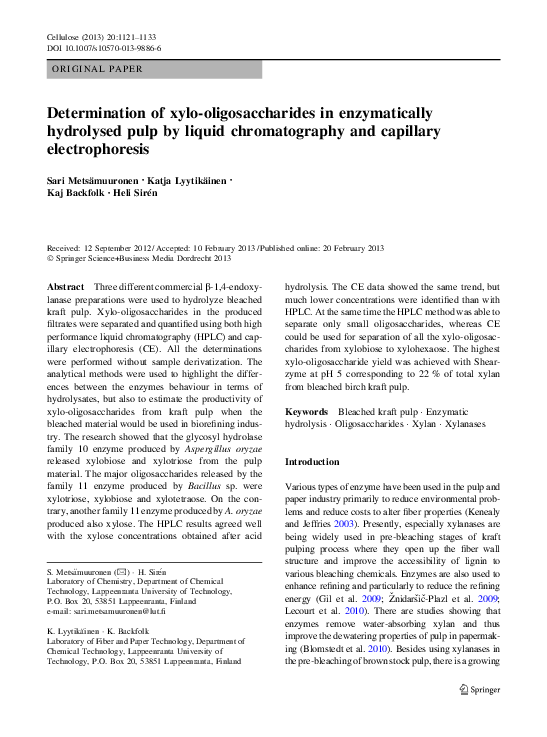 (PDF) Determination of xylo-oligosaccharides in enzymatically ...