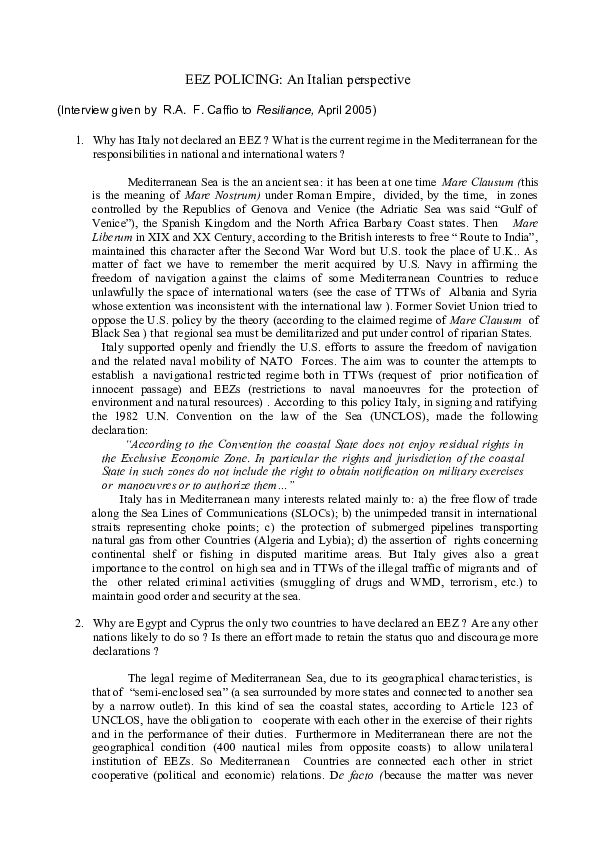 (DOC) EEZ POLICING: An Italian perspective