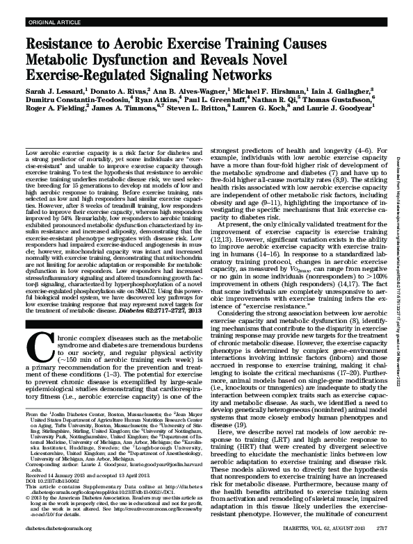 (PDF) Resistance to Aerobic Exercise Training Causes Metabolic ...