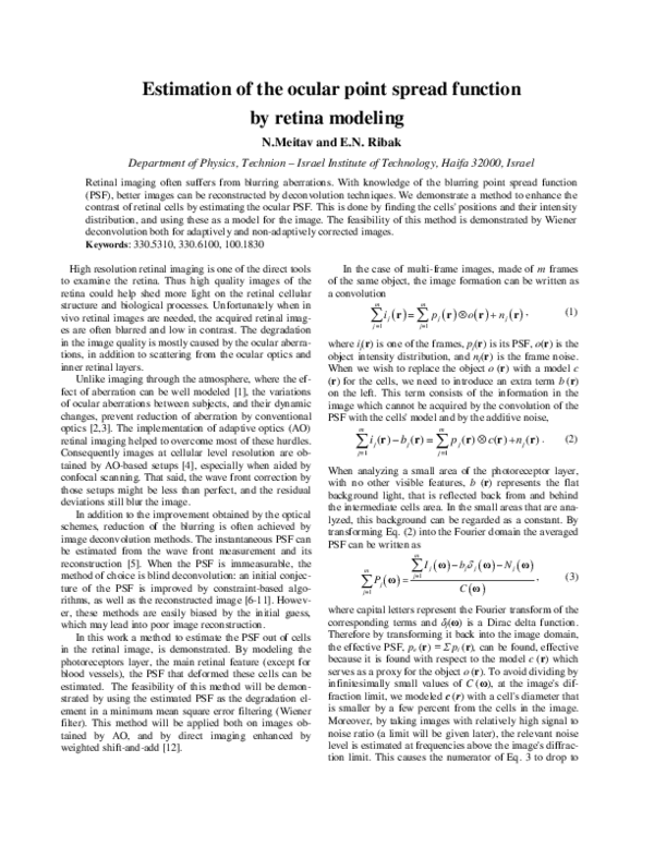 (PDF) Estimation of the ocular point spread function by retina modeling