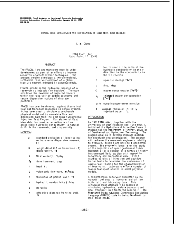 (PDF) Fracsl Code Development and Correlation of East Mesa Test Results