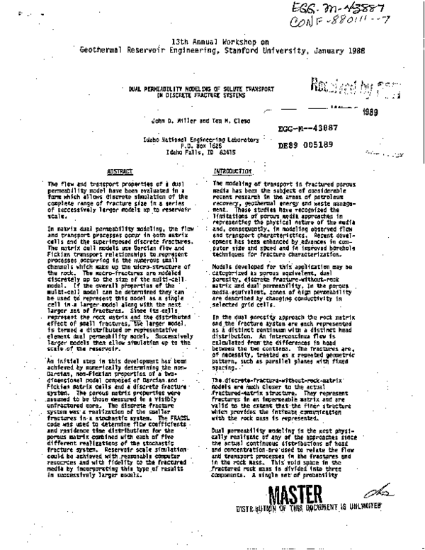 (PDF) Dual permeability modeling of solute transport in discrete fracture systems