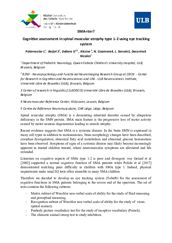 (DOC) Cognitive assessment in spinal muscular atrophy type 1-2 using ... (DOC) Cognitive assessment in spinal muscular atrophy type 1-2 using ...