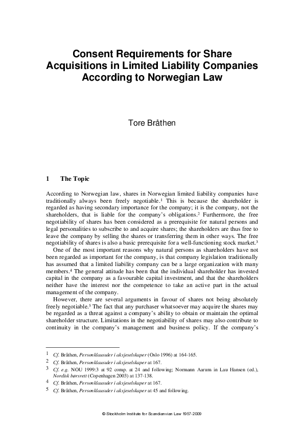 (PDF) Consent Requirements for Share Acquisitions in Limited Liability ...
