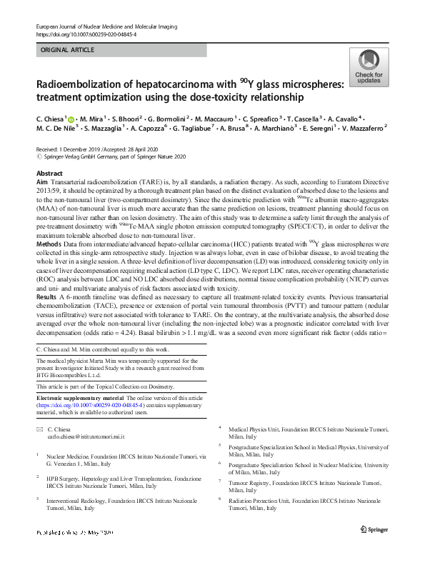 (PDF) Radioembolization of hepatocarcinoma with 90Y glass microspheres ...