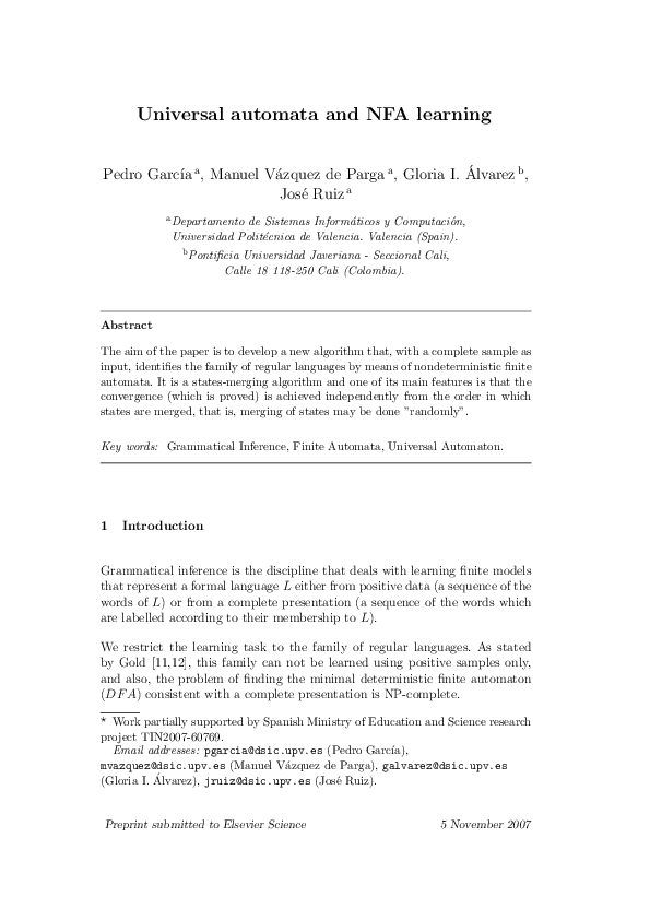 (PDF) Universal automata and NFA learning