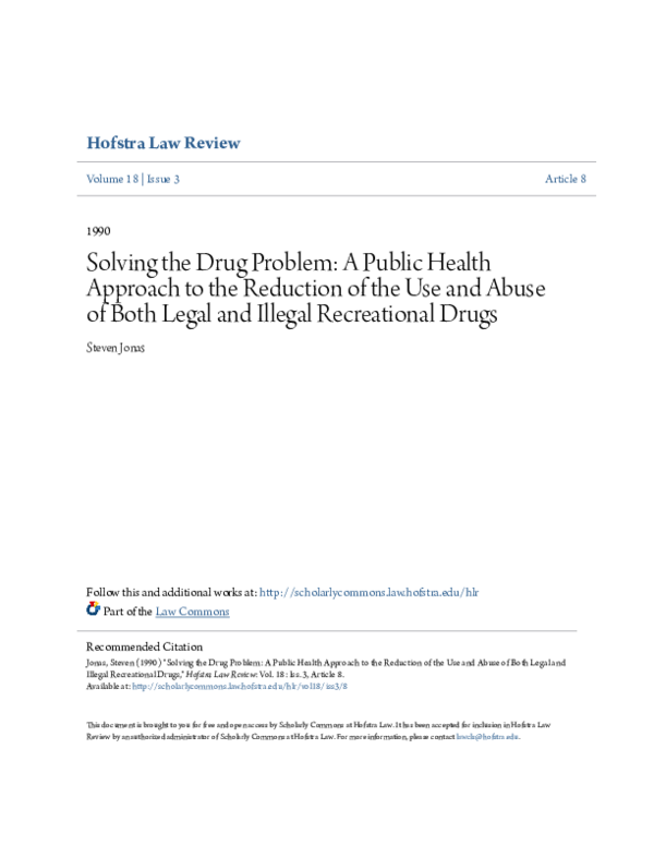 (PDF) Solving the Drug Problem: A Public Health Approach to the ...