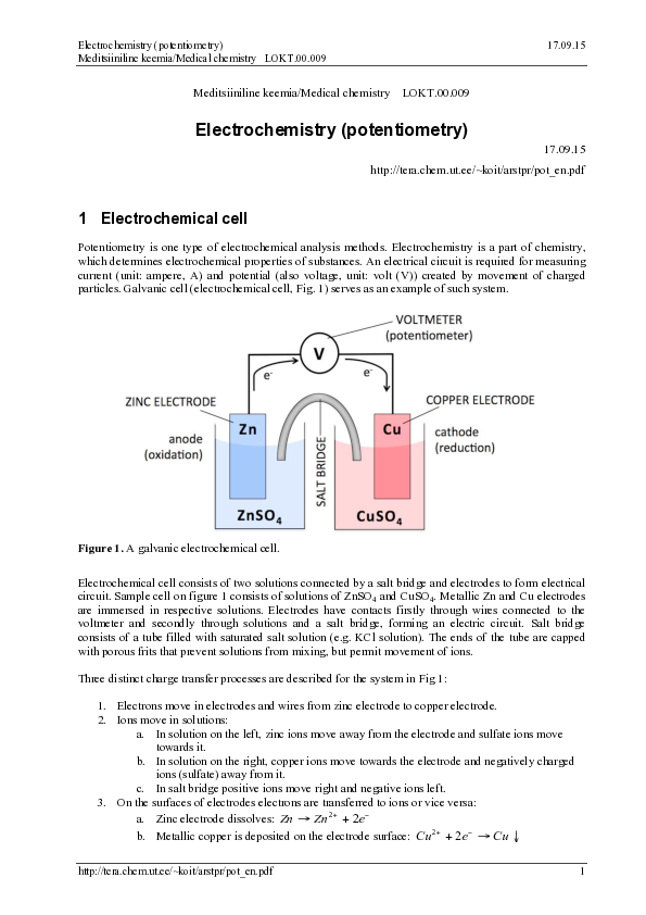 (PDF) Electrochemistry (potentiometry