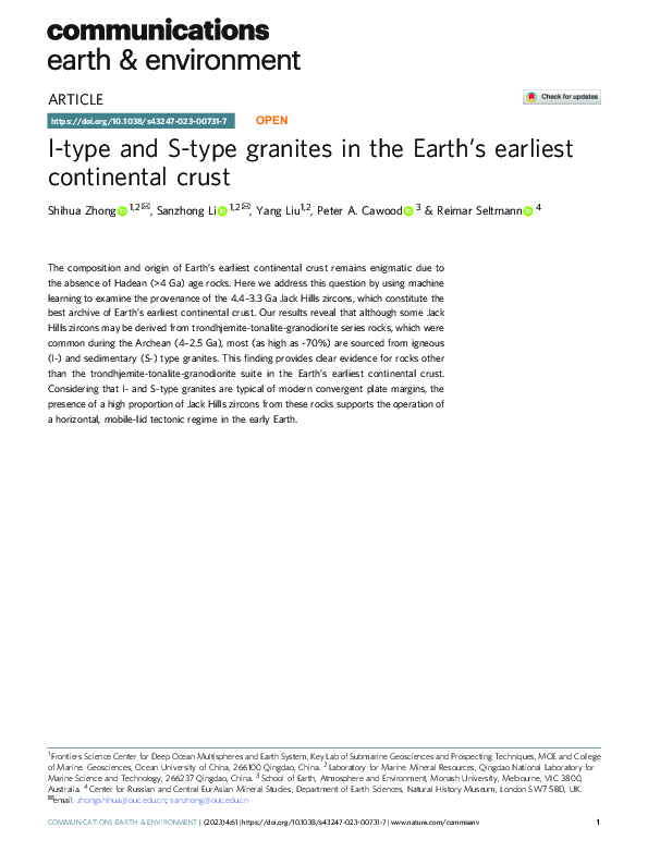 (PDF) I-type and S-type granites in the Earth’s earliest continental crust