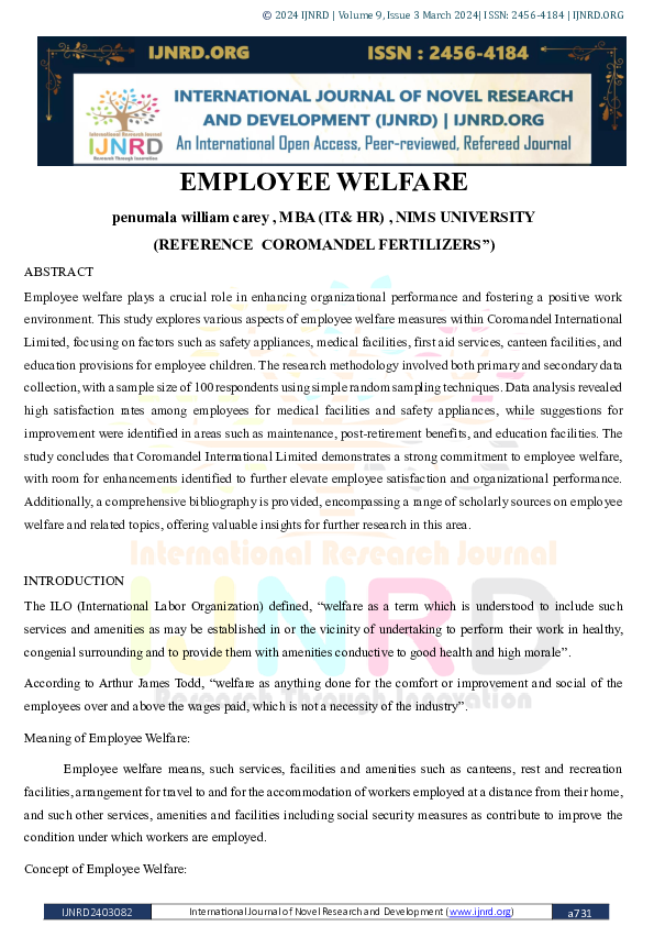 (PDF) EMPLOYEE WELFARE
