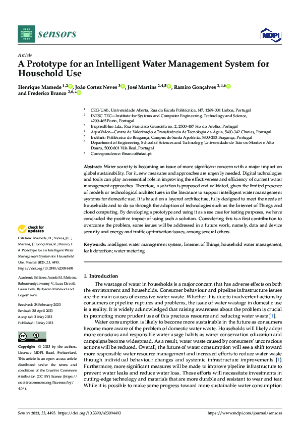 (PDF) A Prototype for an Intelligent Water Management System for ...
