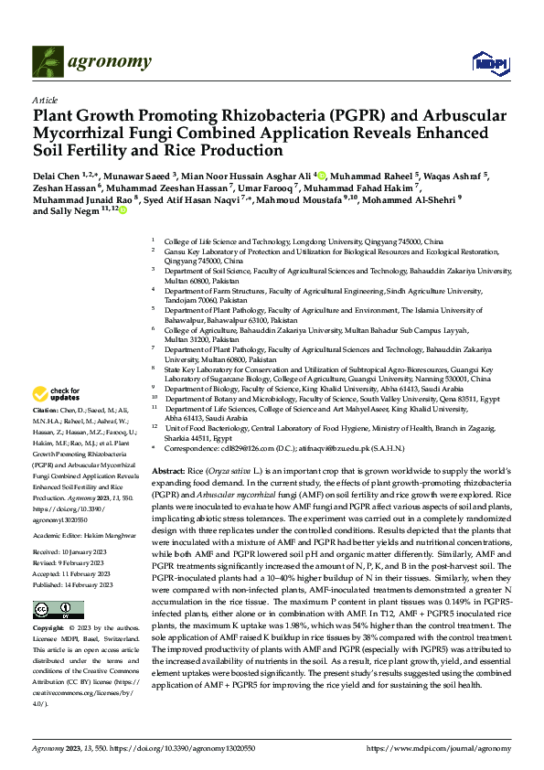 (PDF) Plant Growth Promoting Rhizobacteria (PGPR) and Arbuscular Mycorrhizal Fungi Combined ...