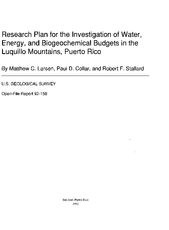 (PDF) Research plan for the investigation of water, energy, and ...