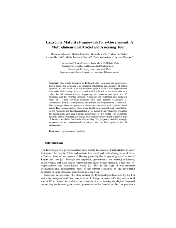 (PDF) Capability Maturity Framework for eGovernment: A Multi-dimensional Model and Assessing ...