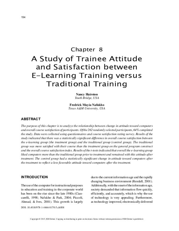 (PDF) A Study of Trainee Attitude and Satisfaction between E-Learning ...