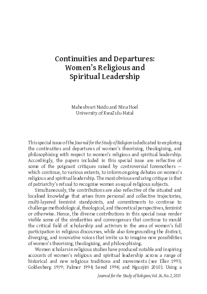 (PDF) Continuities and departures: women's religious and spiritual ...