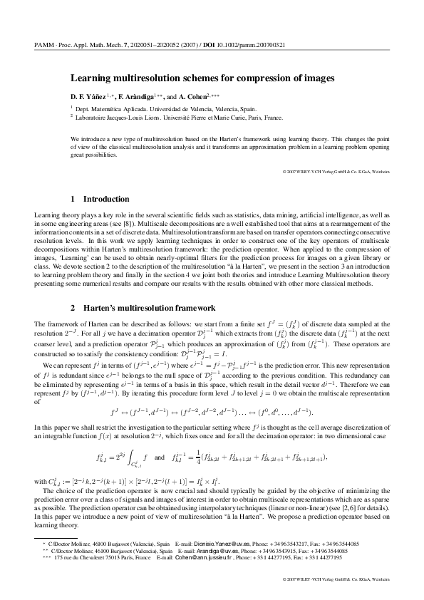 Pdf Learning Multiresolution Schemes For Compression Of Images