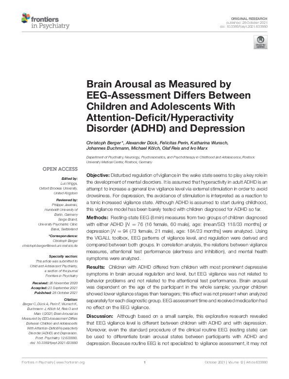 (PDF) Brain Arousal as Measured by EEG-Assessment Differs Between ...