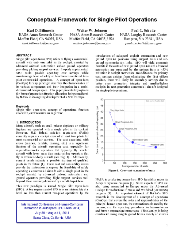 (PDF) Conceptual framework for single pilot operations