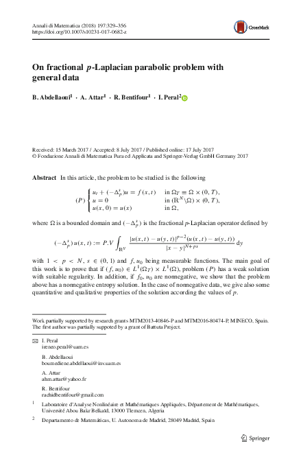 (PDF) On fractional p-Laplacian parabolic problem with general data