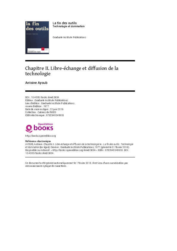 (PDF) Chapitre II. Libre-échange et diffusion de la technologie