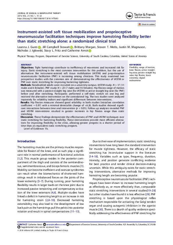(PDF) Instrument-assisted soft tissue mobilization and proprioceptive neuromuscular facilitation ...