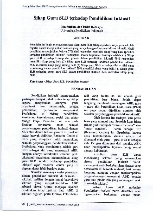 (PDF) Sikap Guru SLB Terhadap Pendidikan Inklusif