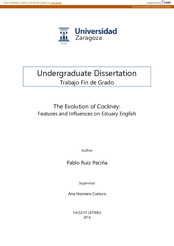 (PDF) The Evolution of Cockney: Features and Influences on Estuary English