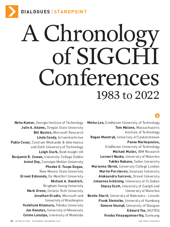 (PDF) A chronology of SIGCHI conferences