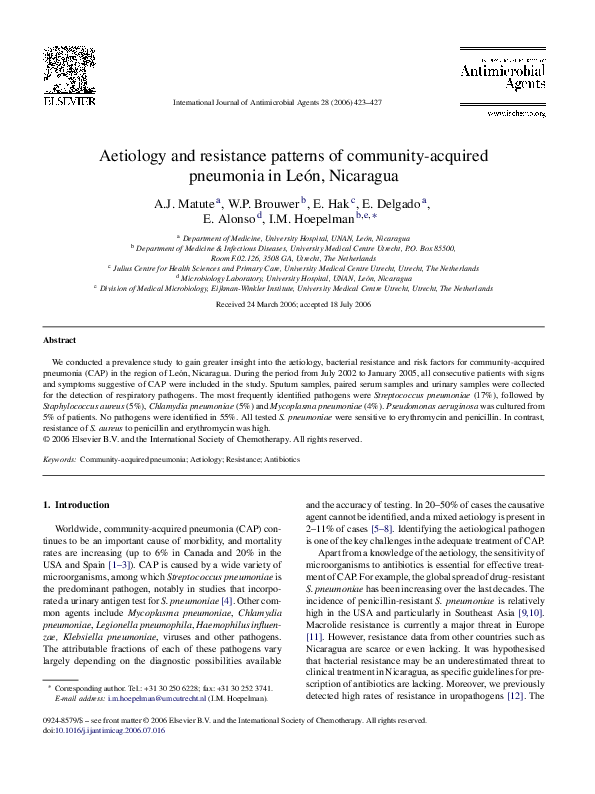 (PDF) Aetiology and resistance patterns of community-acquired pneumonia in León, Nicaragua