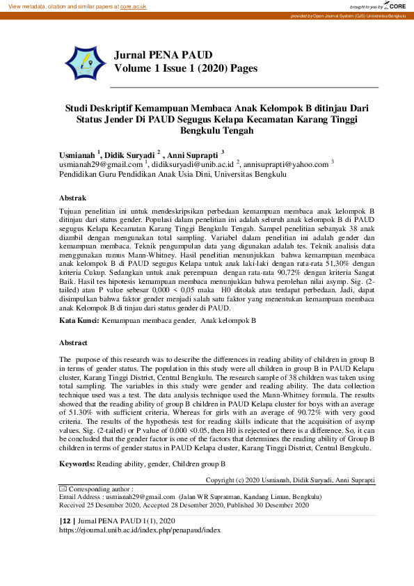 (PDF) Studi Deskriptif Kemampuan Membaca Anak Kelompok B ditinjau Dari ...