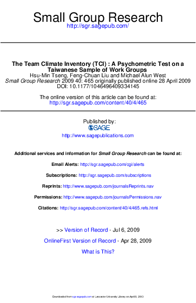 (PDF) The Team Climate Inventory (TCI)
