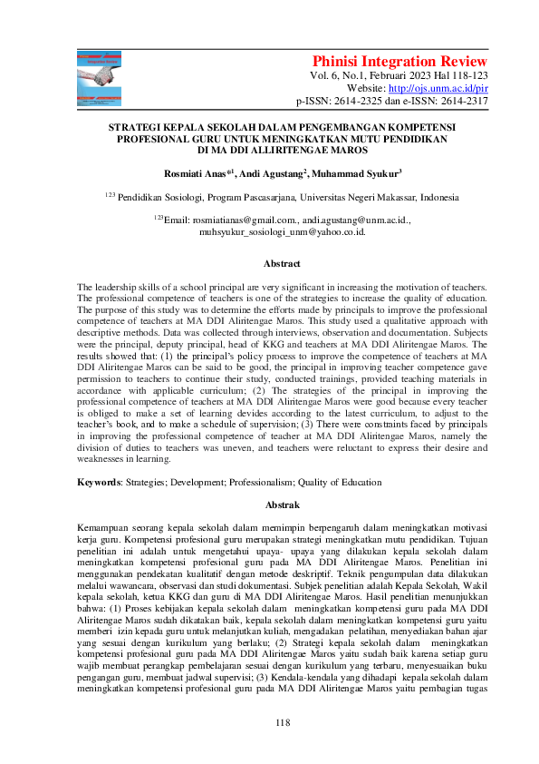 (PDF) Strategi Kepala Sekolah Dalam Pengembangan Kompetensi Profesional Guru Untuk Meningkatkan ...
