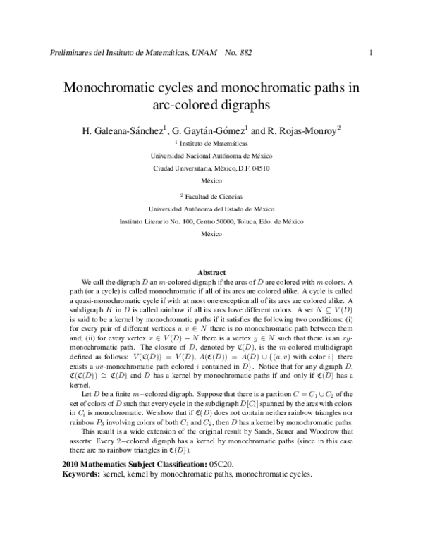 (PDF) Monochromatic cycles and monochromatic paths in arc-colored ...