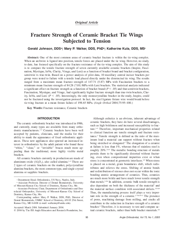 (PDF) Fracture strength of ceramic bracket tie wings subjected to tension