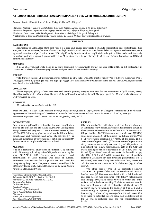 (PDF) Atraumatic GB Perforation: Appearance at Usg with Surgical ...