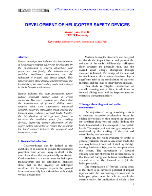 (PDF) Development of helicopter safety devices