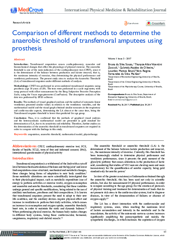 (PDF) Comparison of Different Methods to Determine the Anaerobic Threshold of Transfemoral ...