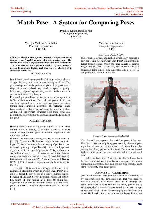 (PDF) Match Pose - A System for Comparing Poses