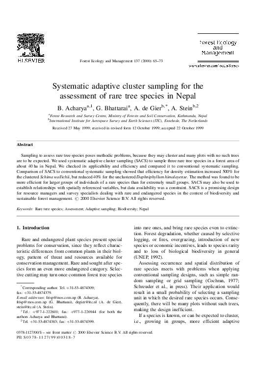 Pdf Systematic Adaptive Cluster Sampling For The Assessment Of Rare