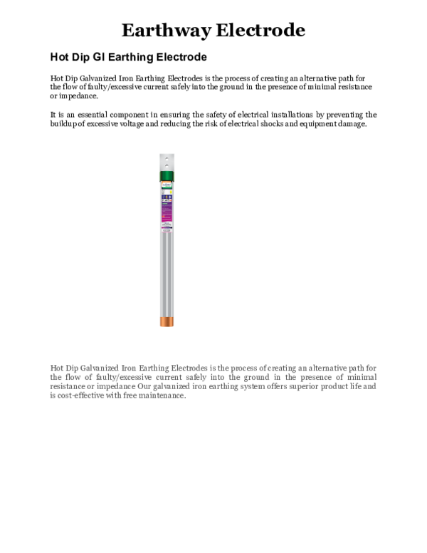 (PDF) Hot Dip GI Earthing Electrode