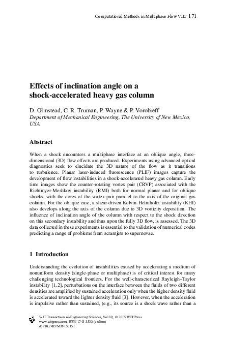 (PDF) Effects of inclination angle on a shock-accelerated heavy gas column