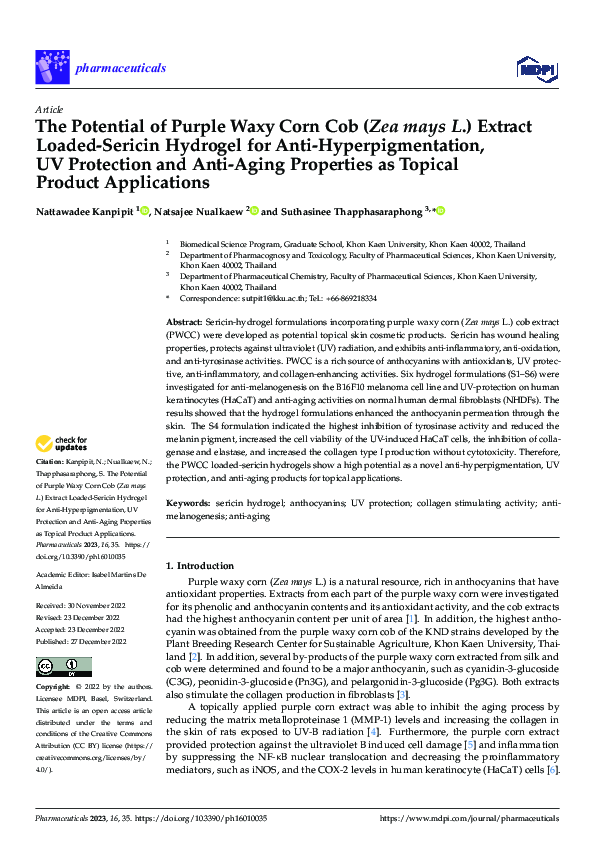 (PDF) The Potential of Purple Waxy Corn Cob (Zea mays L.) Extract ...