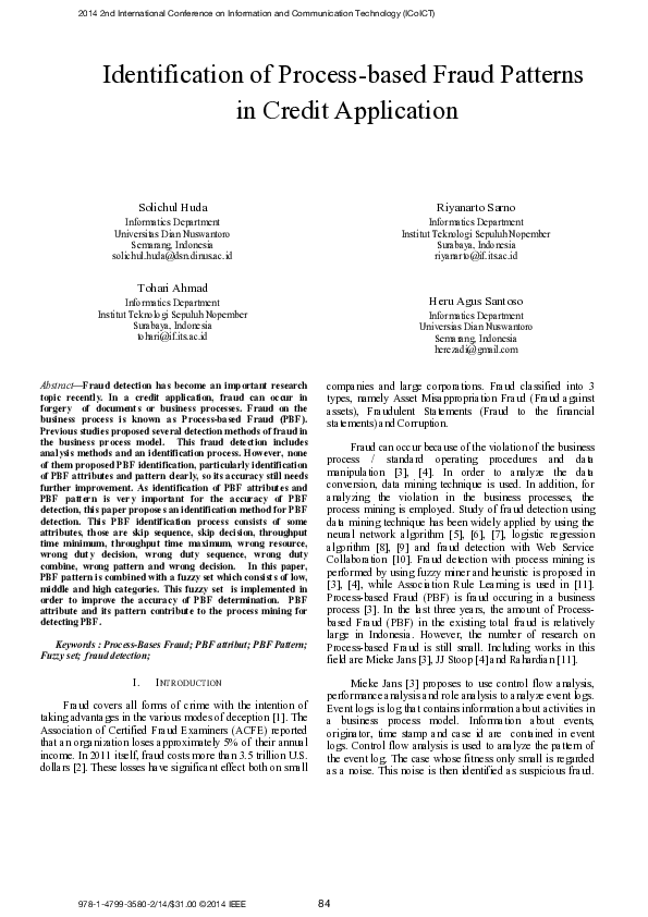 (PDF) Identification of process-based fraud patterns in credit application