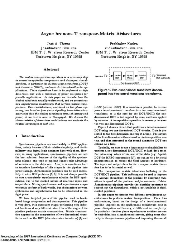 (PDF) Asynchronous transpose-matrix architectures