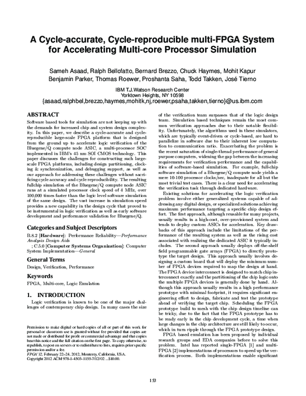 (PDF) A cycle-accurate, cycle-reproducible multi-FPGA system for accelerating multi-core ...