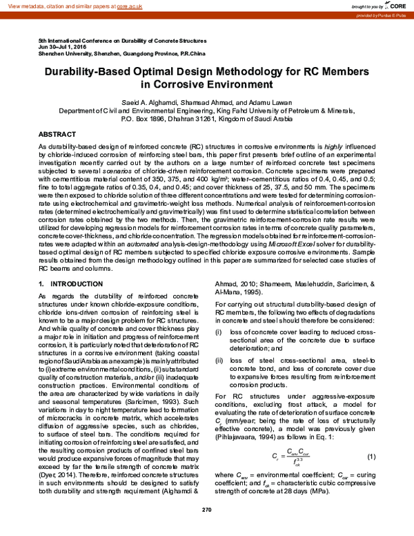 (PDF) Durability-Based Optimal Design Methodology for RC Members in ...