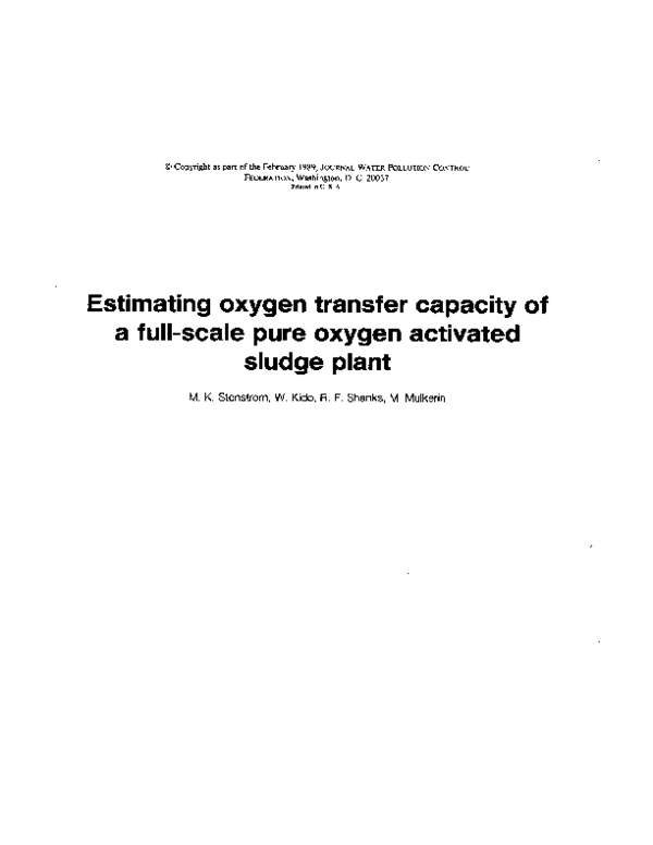 (PDF) Estimating oxygen transfer capacity of a full-scale pure oxygen ...